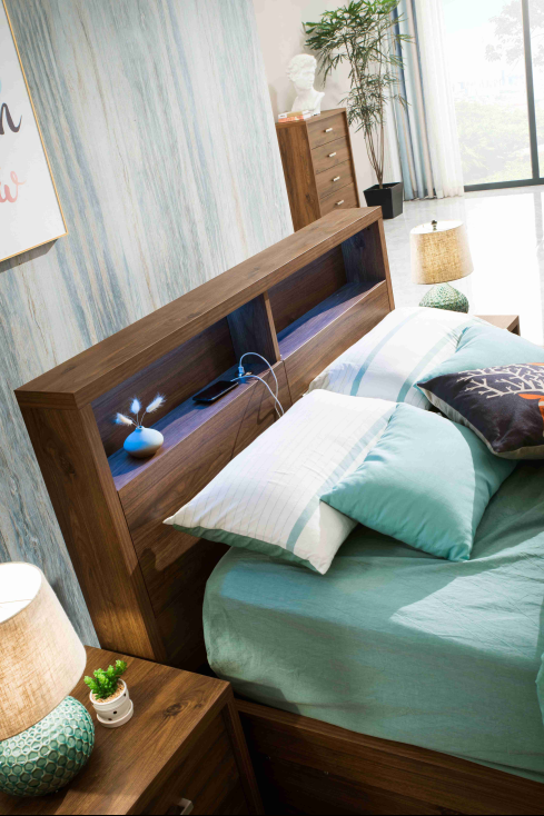 London Bedframe with foot end lift - walnut – Bevmarks